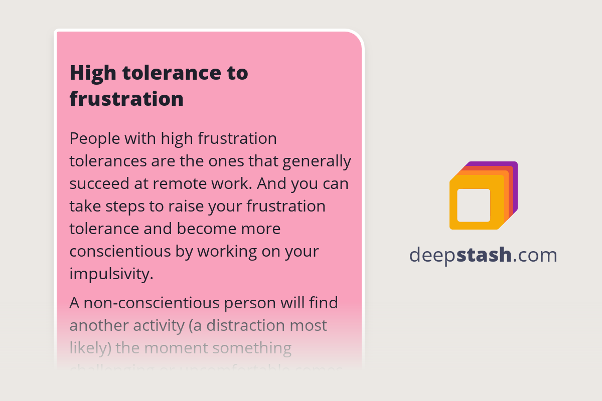 High tolerance to frustration - Deepstash