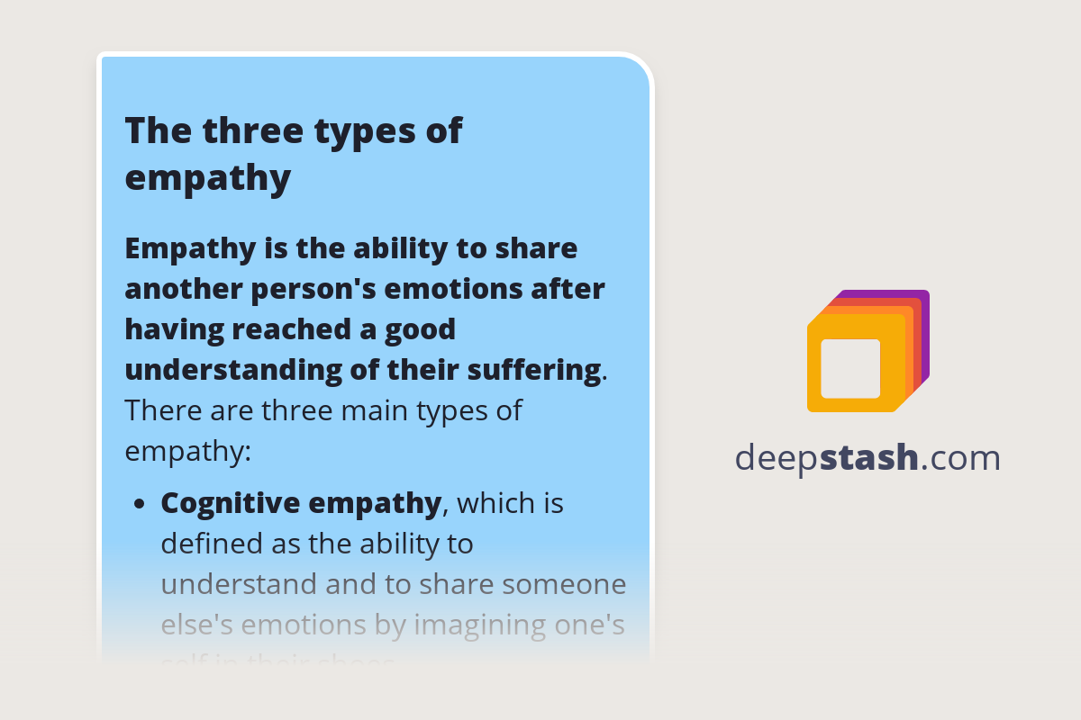 The three types of empathy - Deepstash