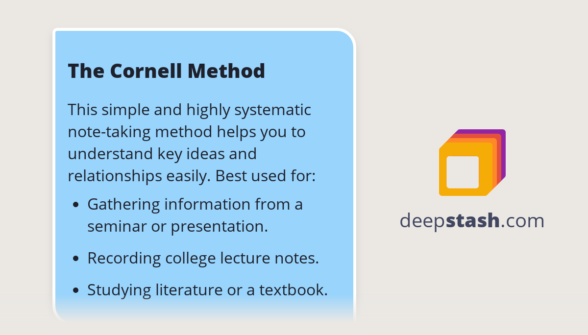 The Cornell Method - Deepstash