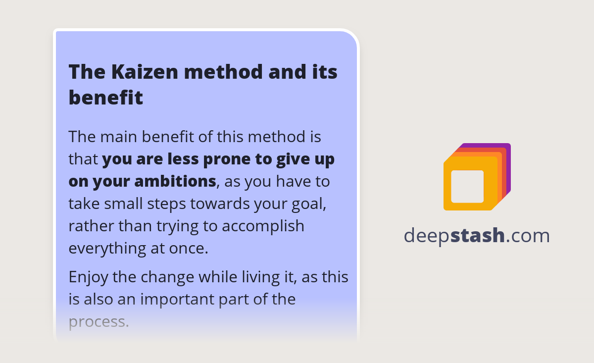 The Kaizen method and its benefit - Deepstash