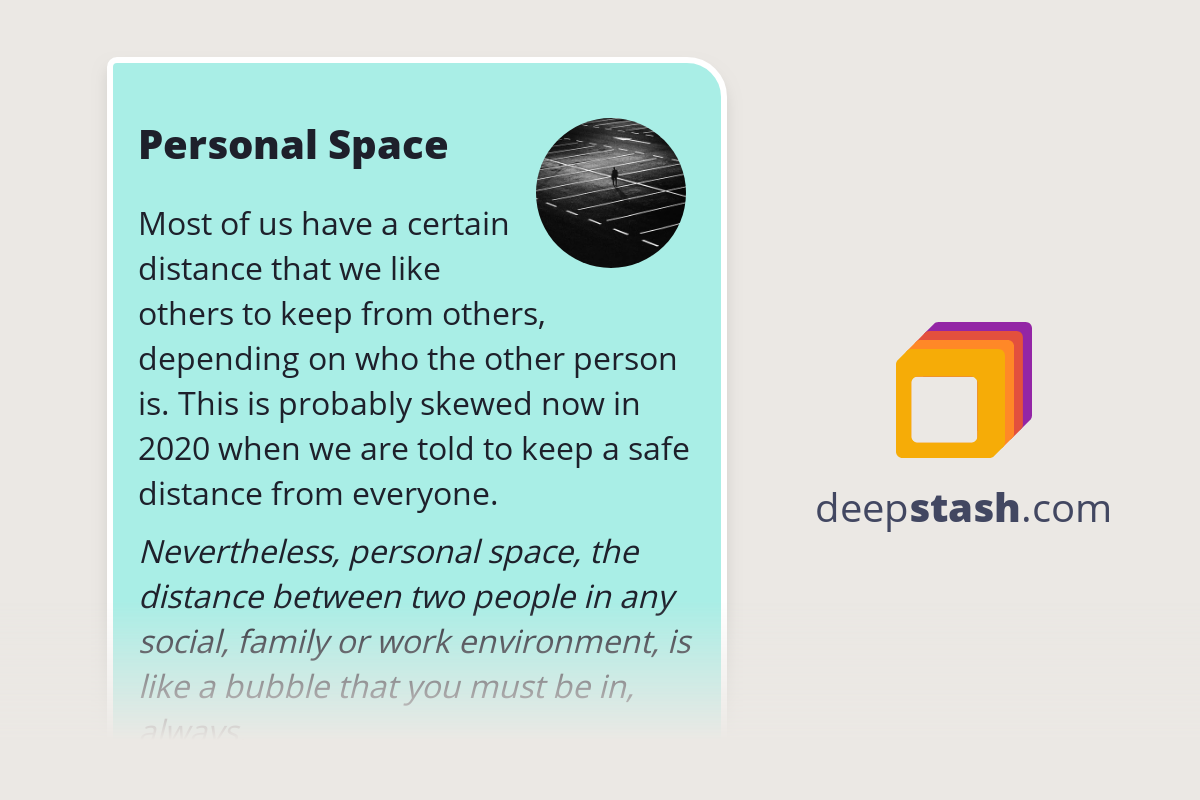 Personal Space - Deepstash