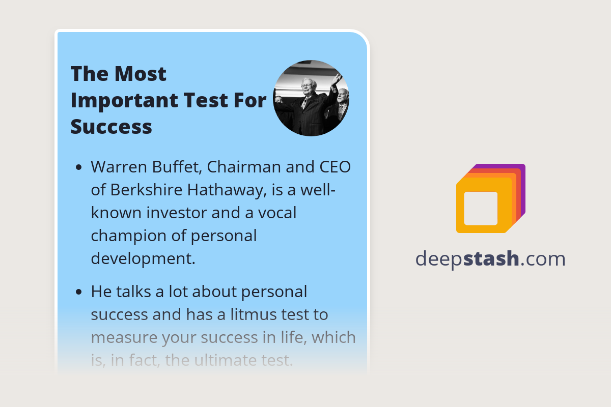 The Most Important Test For Success - Deepstash