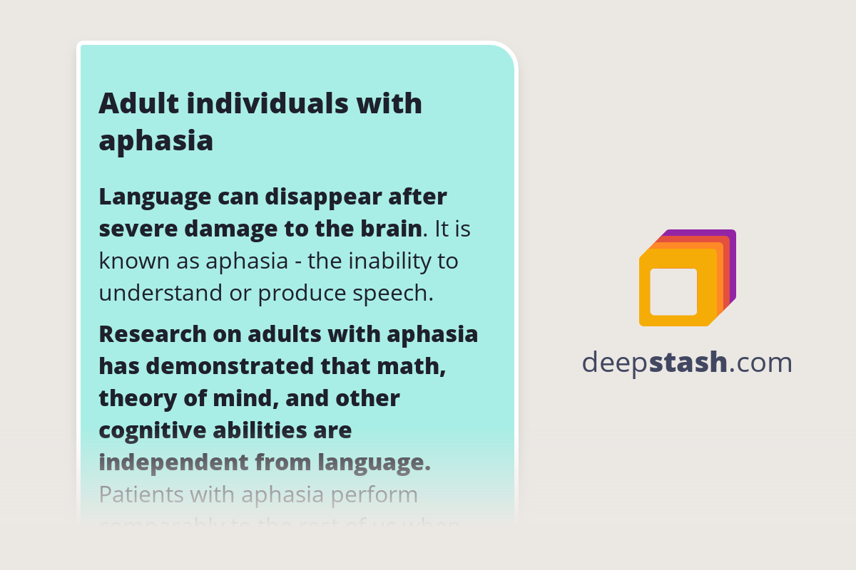 Adult individuals with aphasia - Deepstash