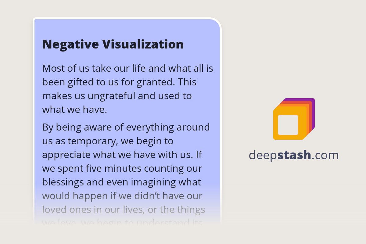 Negative Visualization - Deepstash