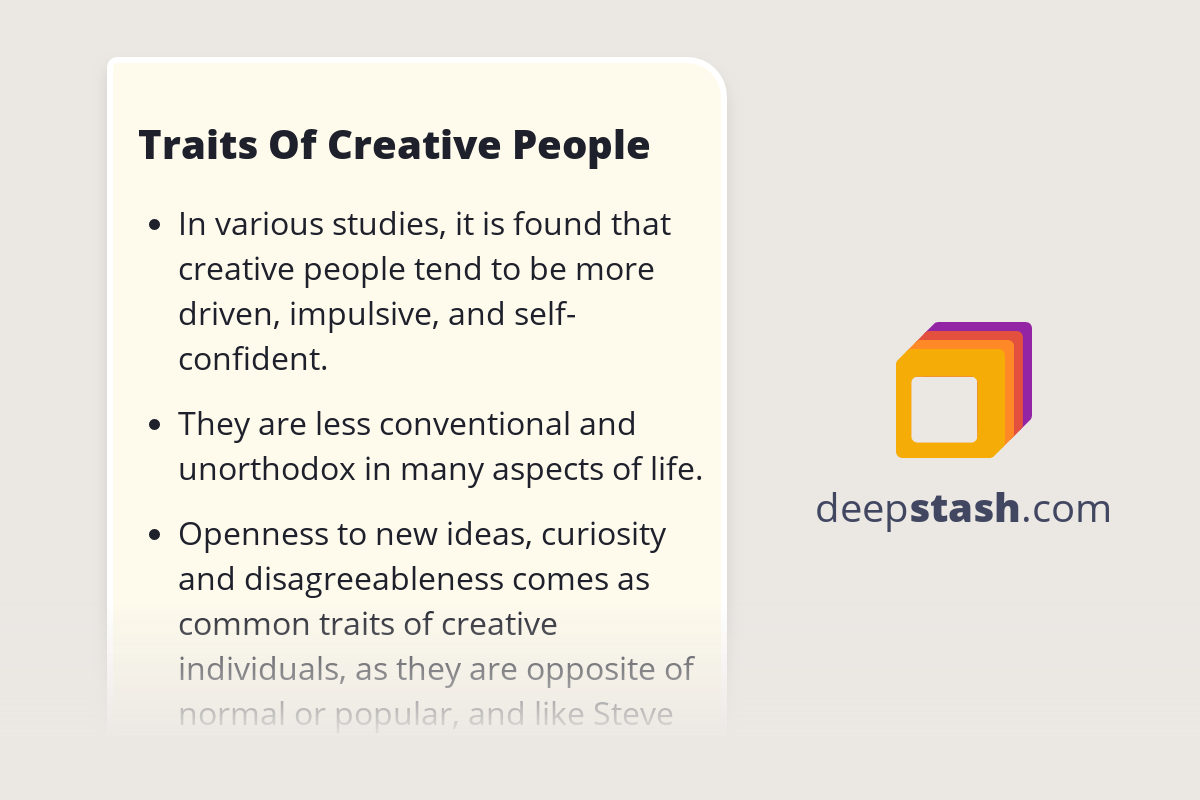 Traits Of Creative People - Deepstash