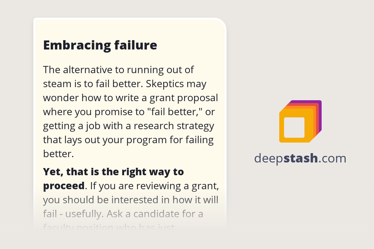 Embracing failure - Deepstash