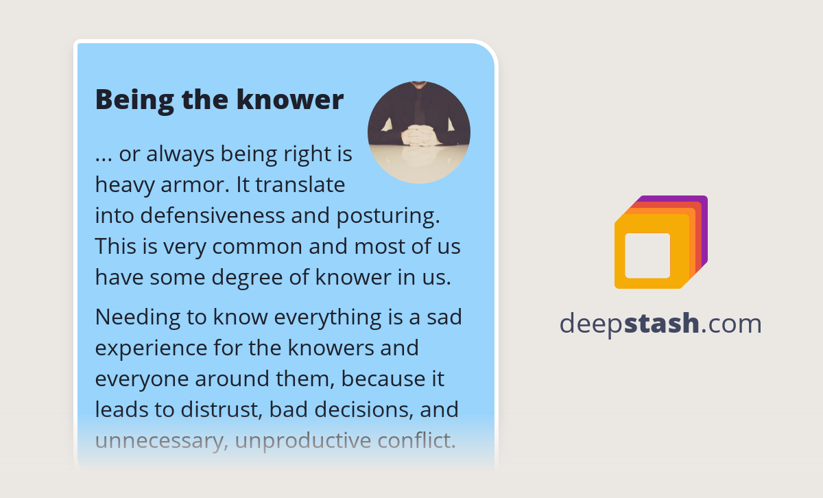 Being the knower - Deepstash
