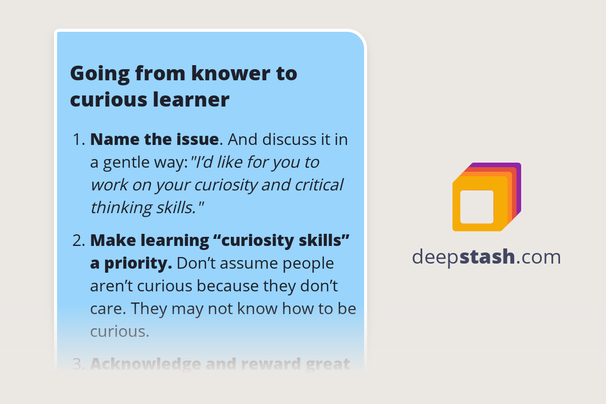 Going from knower to curious learner - Deepstash