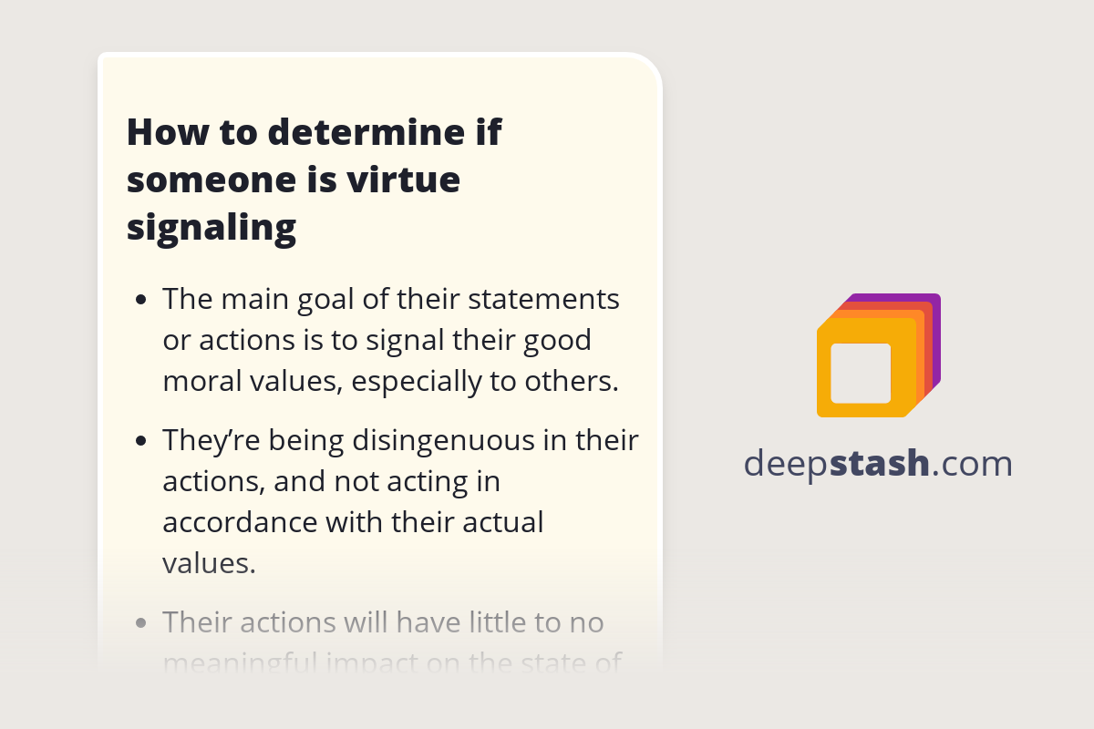 How to determine if someone is virtue signaling - Deepstash