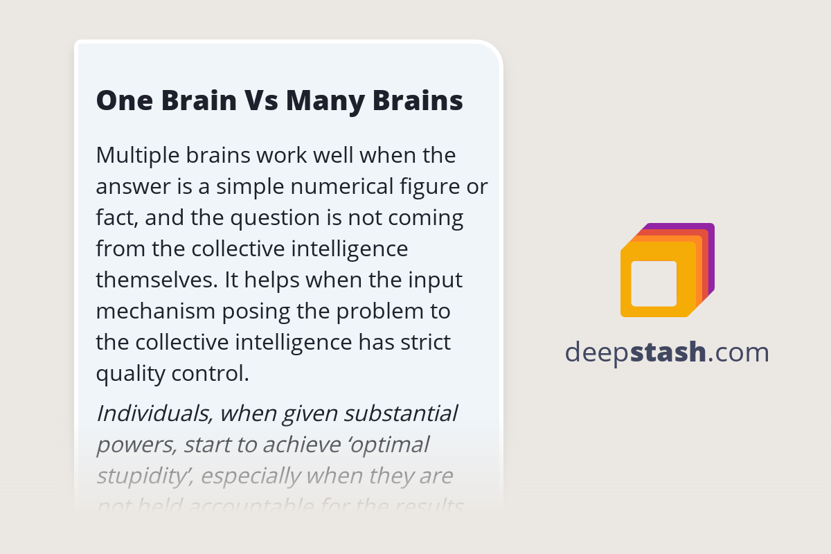 One Brain Vs Many Brains - Deepstash