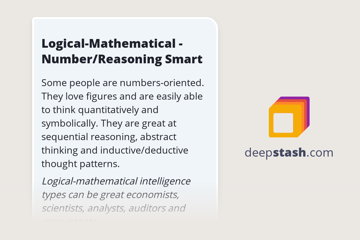 Logical-Mathematical - Number/Reasoning Smart - Deepstash