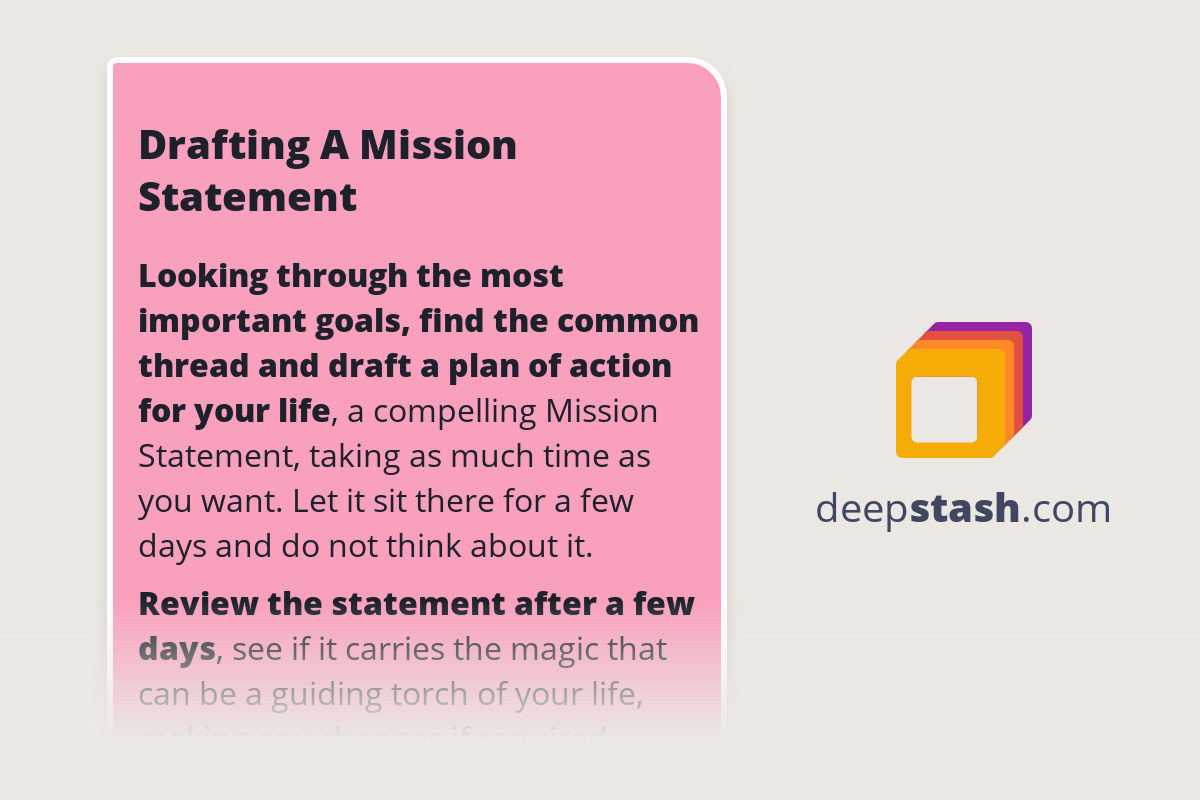 Drafting A Mission Statement - Deepstash