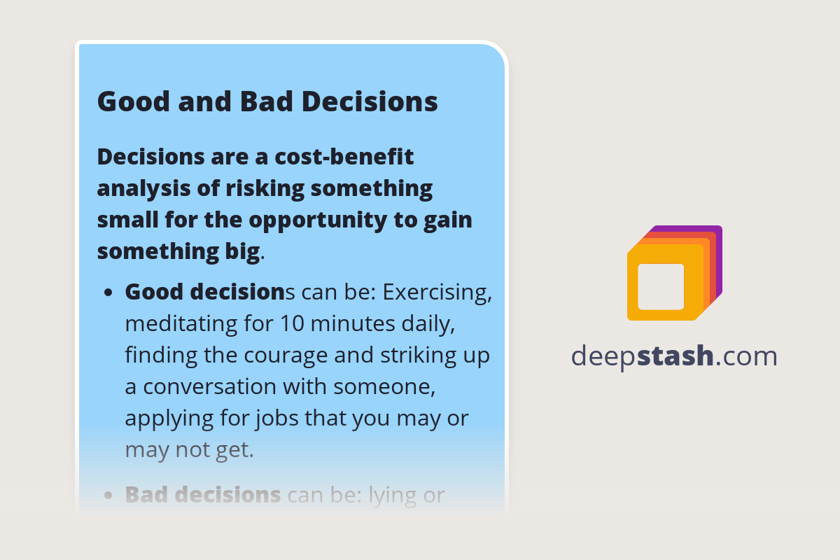 Good And Bad Decisions Deepstash 