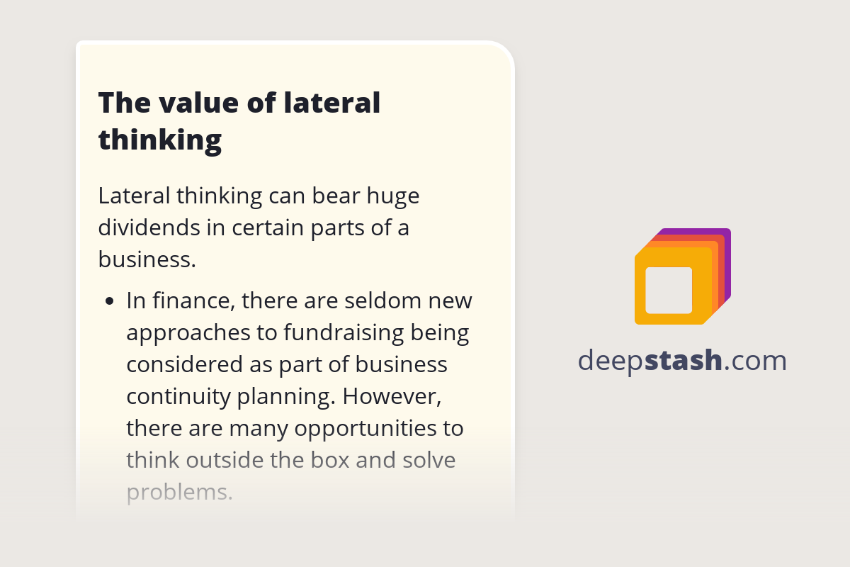 The value of lateral thinking - Deepstash