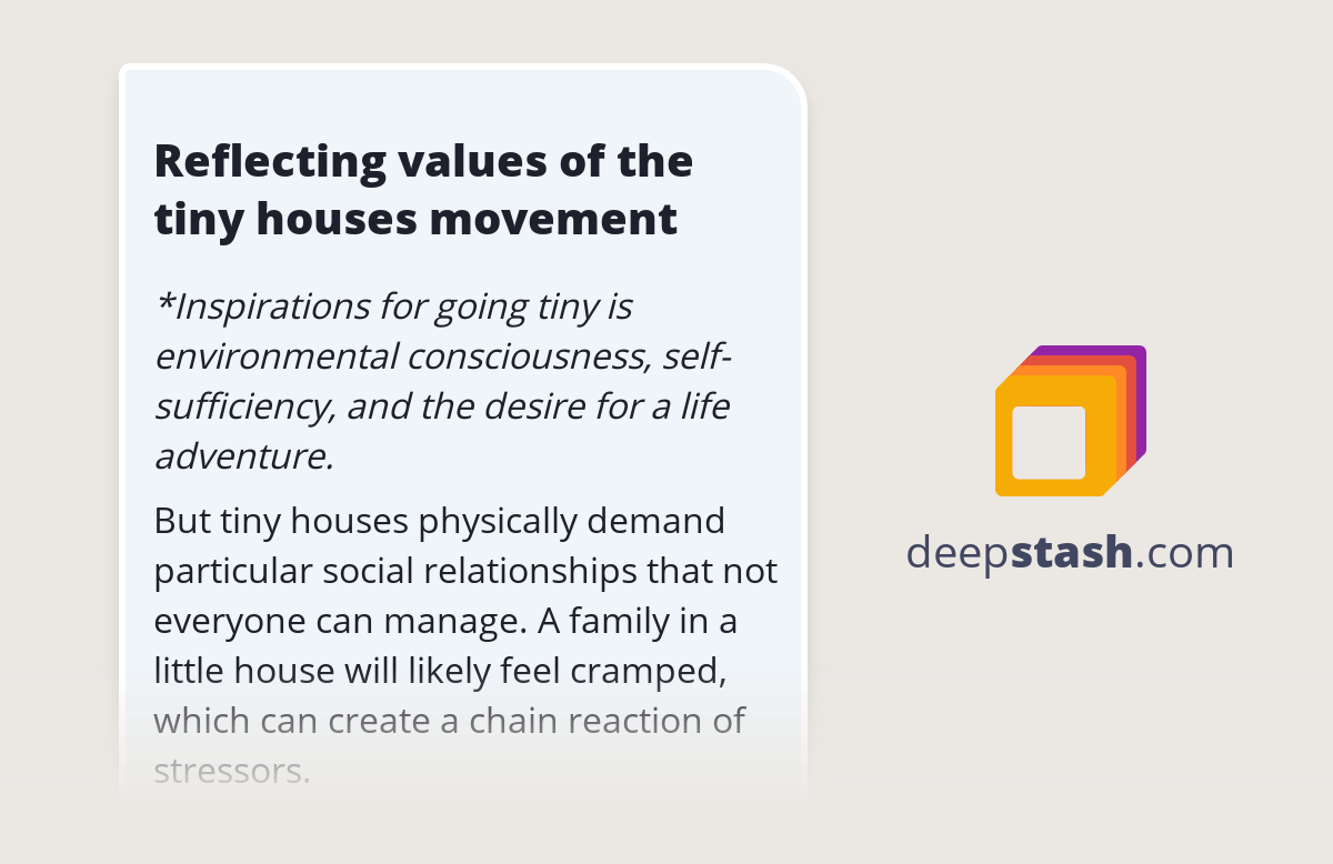 Reflecting values of the tiny houses movement - Deepstash