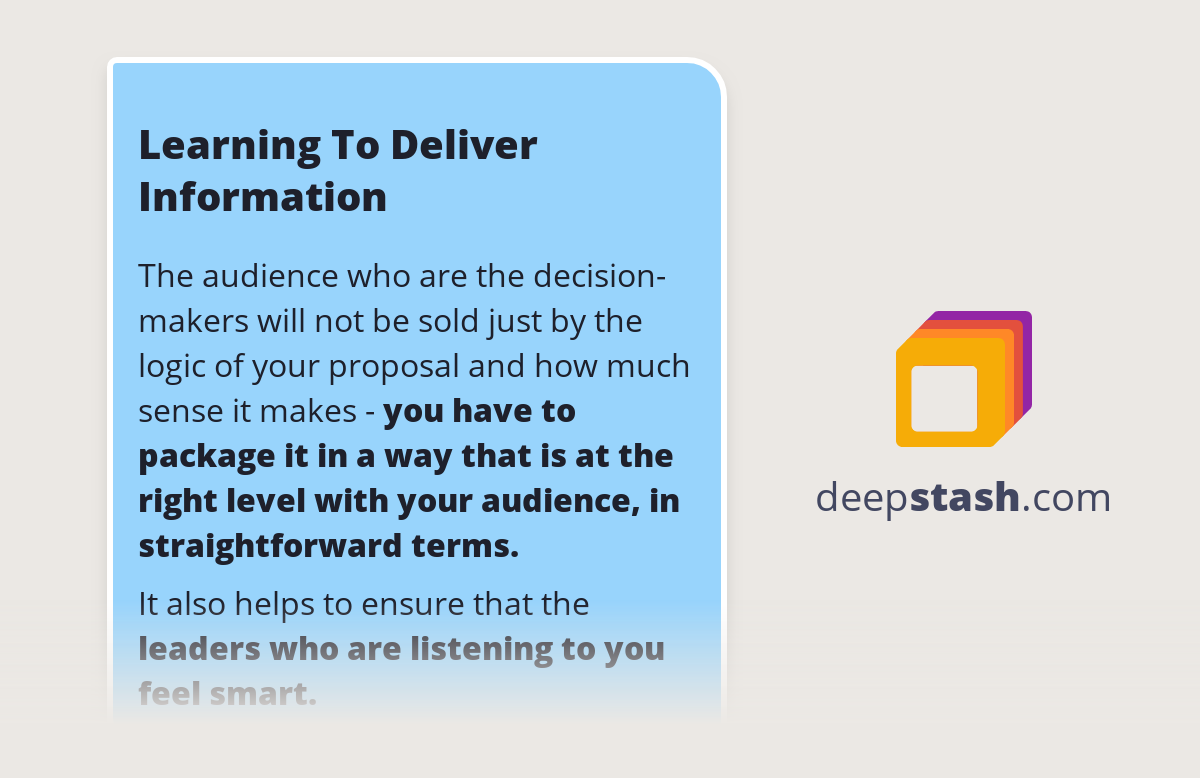 Learning To Deliver Information - Deepstash