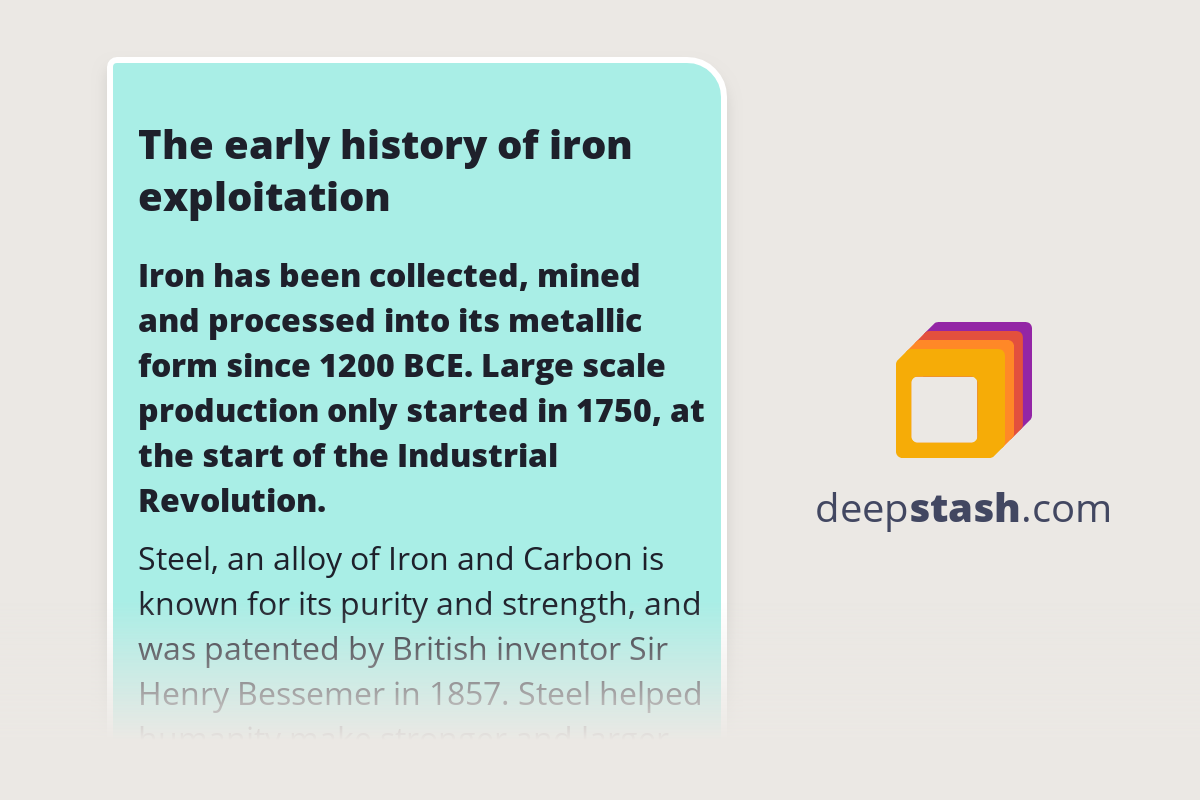 The early history of iron exploitation - Deepstash