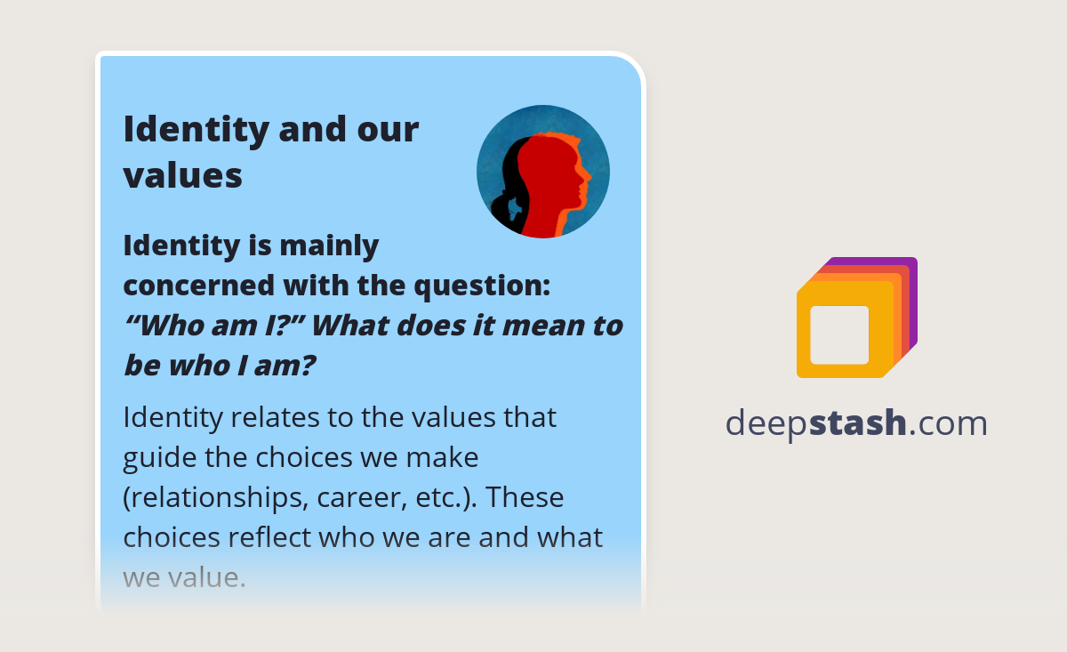 Identity and our values - Deepstash