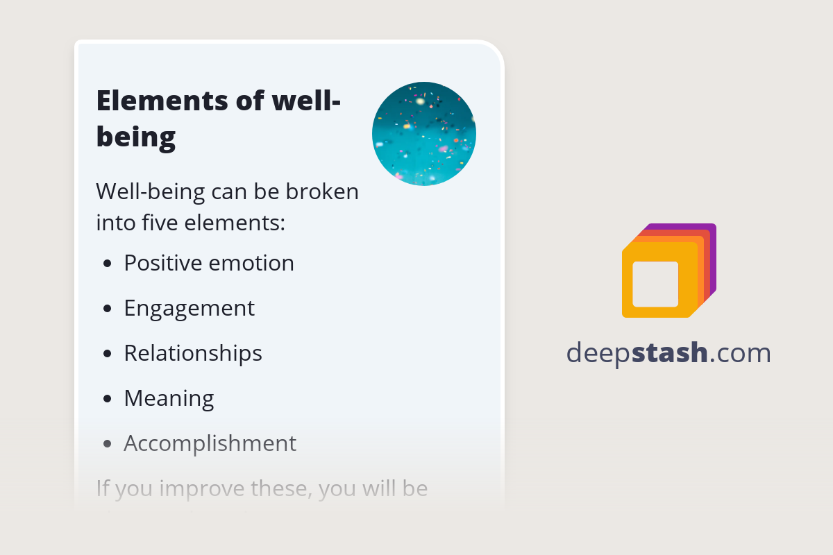 Elements of well-being - Deepstash