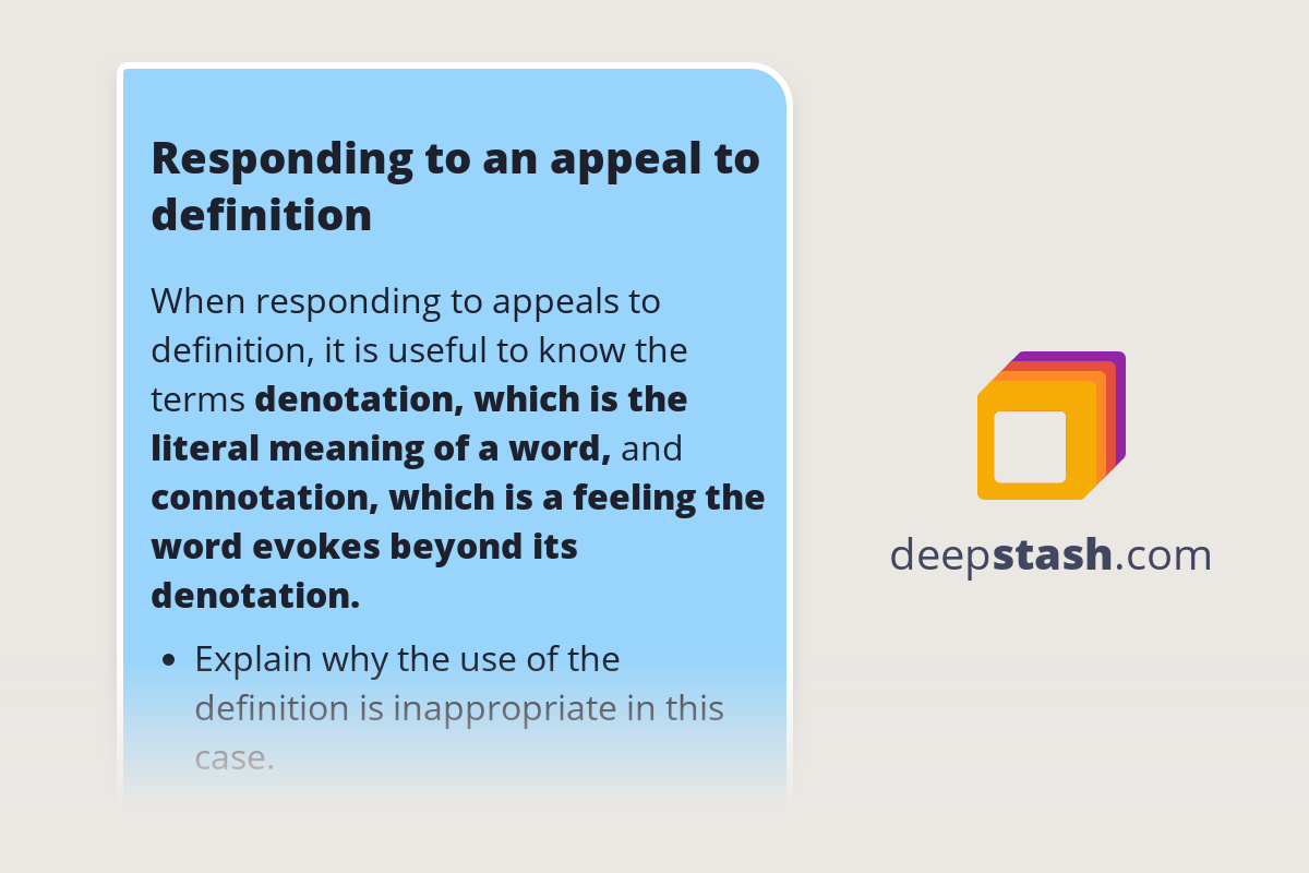 Responding to an appeal to definition - Deepstash