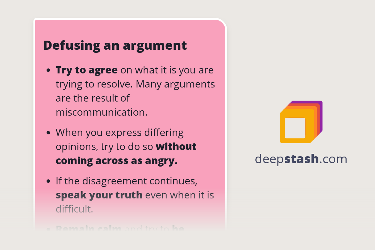 Defusing an argument - Deepstash