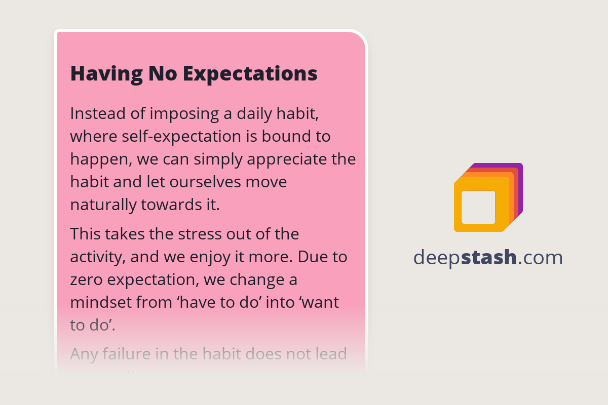 Having No Expectations - Deepstash