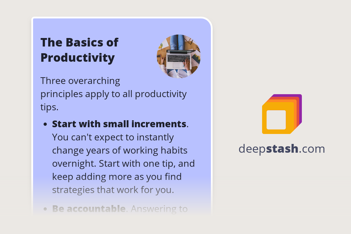 The Basics of Productivity - Deepstash