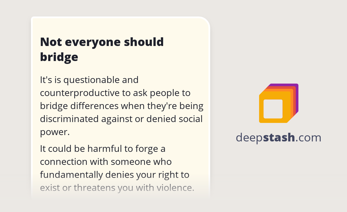 Not everyone should bridge - Deepstash