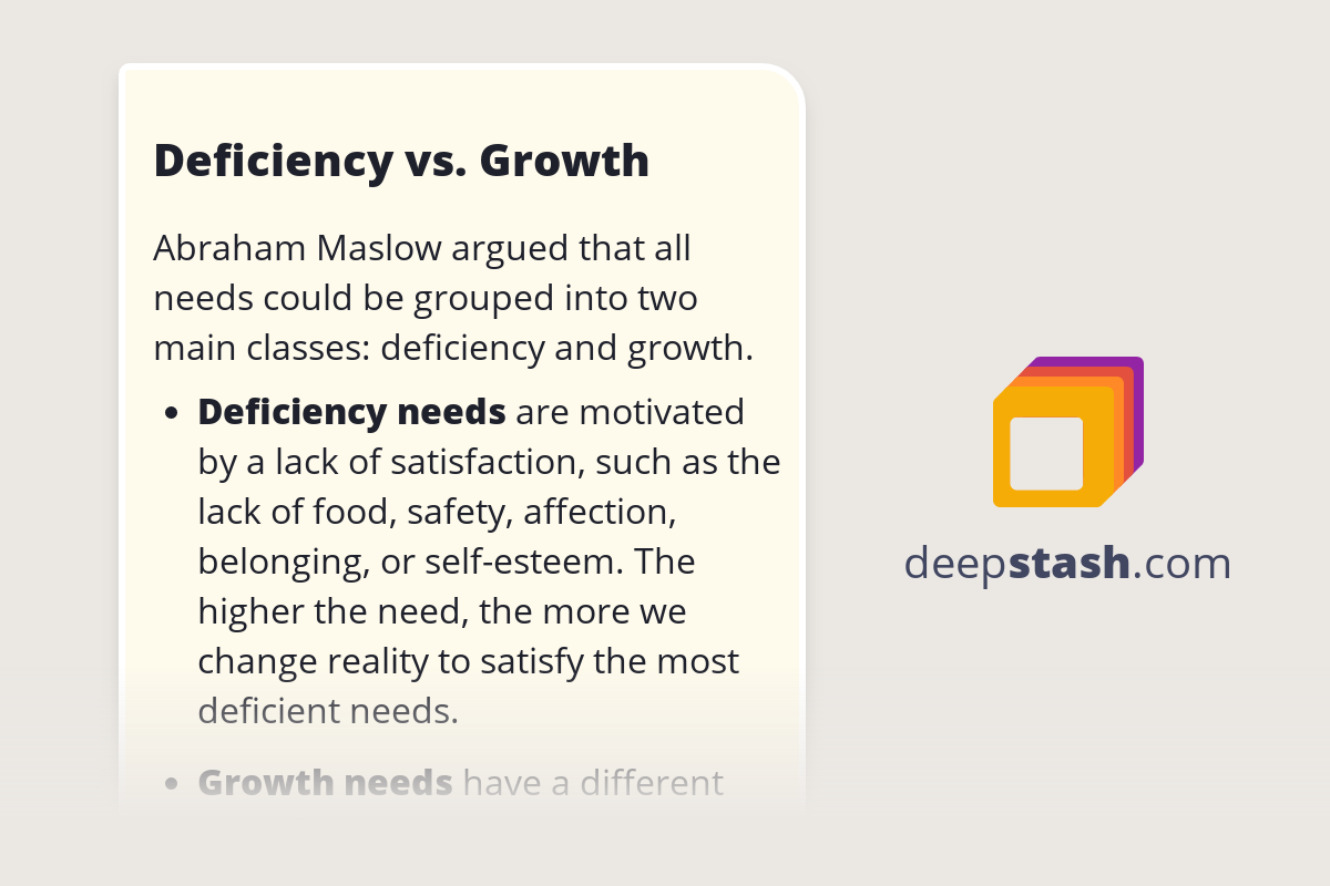 Deficiency vs. Growth - Deepstash