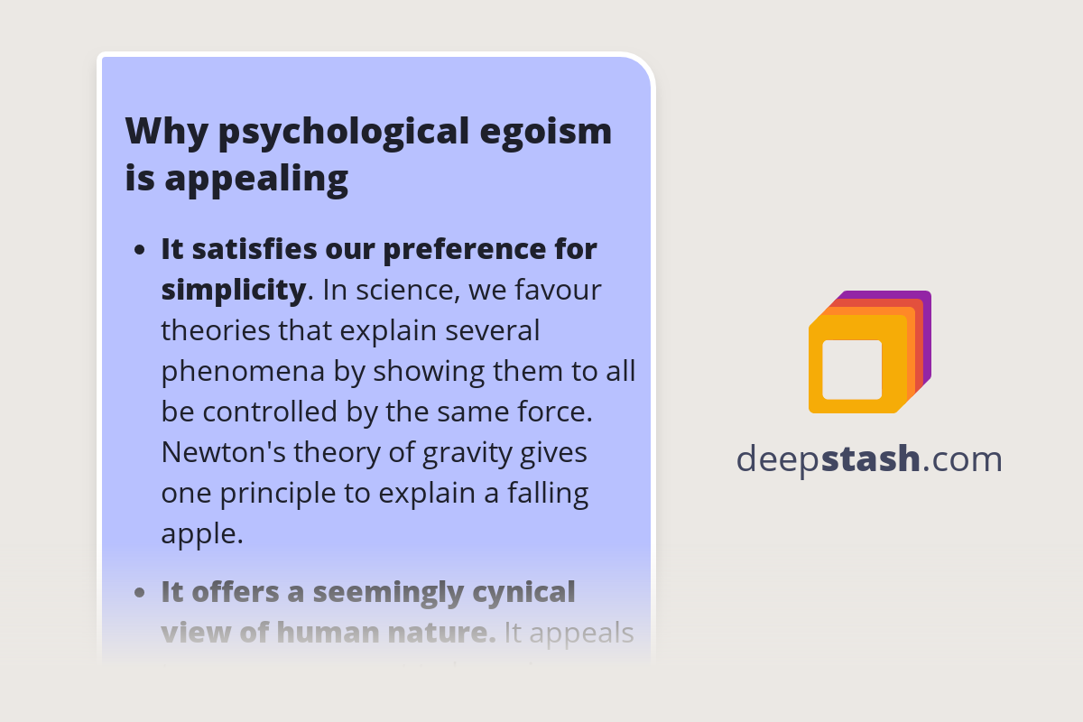 Why psychological egoism is appealing - Deepstash