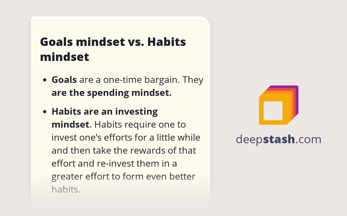 Goals mindset vs. Habits mindset - Deepstash