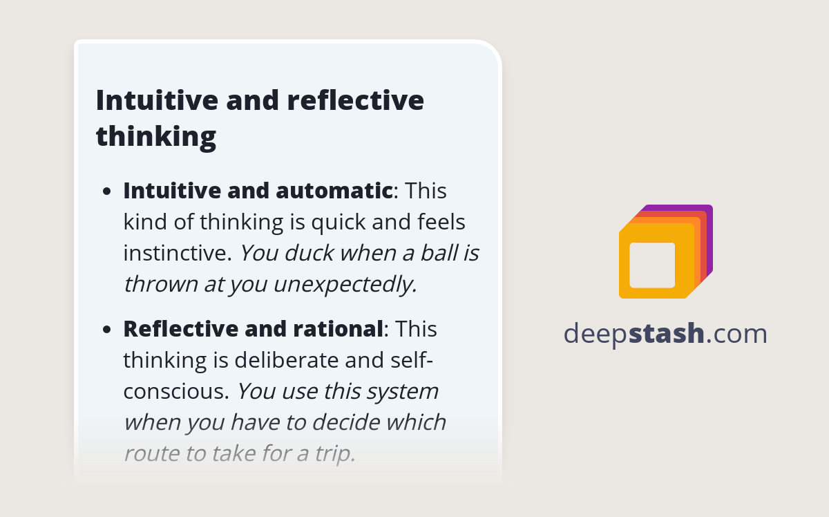 Intuitive and reflective thinking - Deepstash