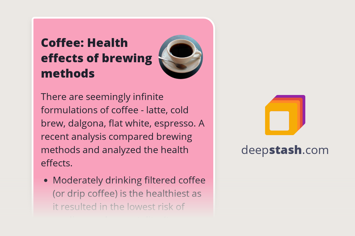 Coffee: Health effects of brewing methods - Deepstash