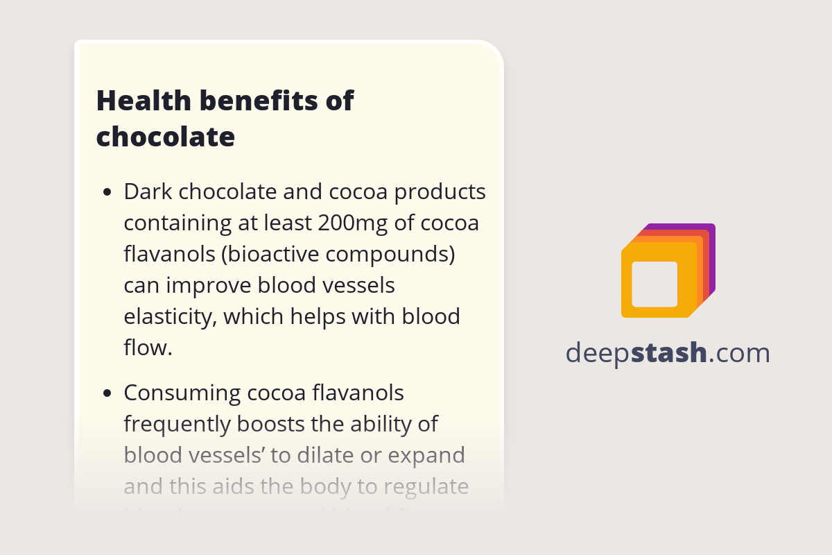 Health benefits of chocolate - Deepstash