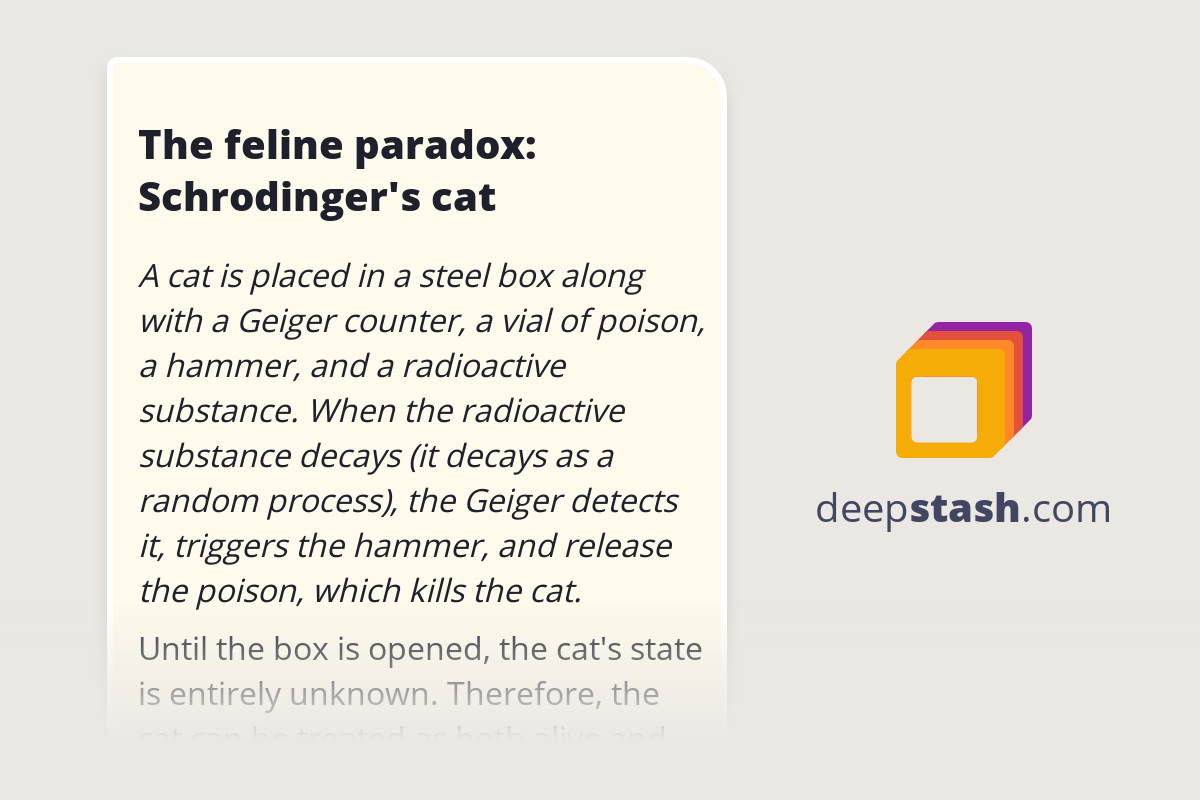 The feline paradox: Schrodinger's cat - Deepstash