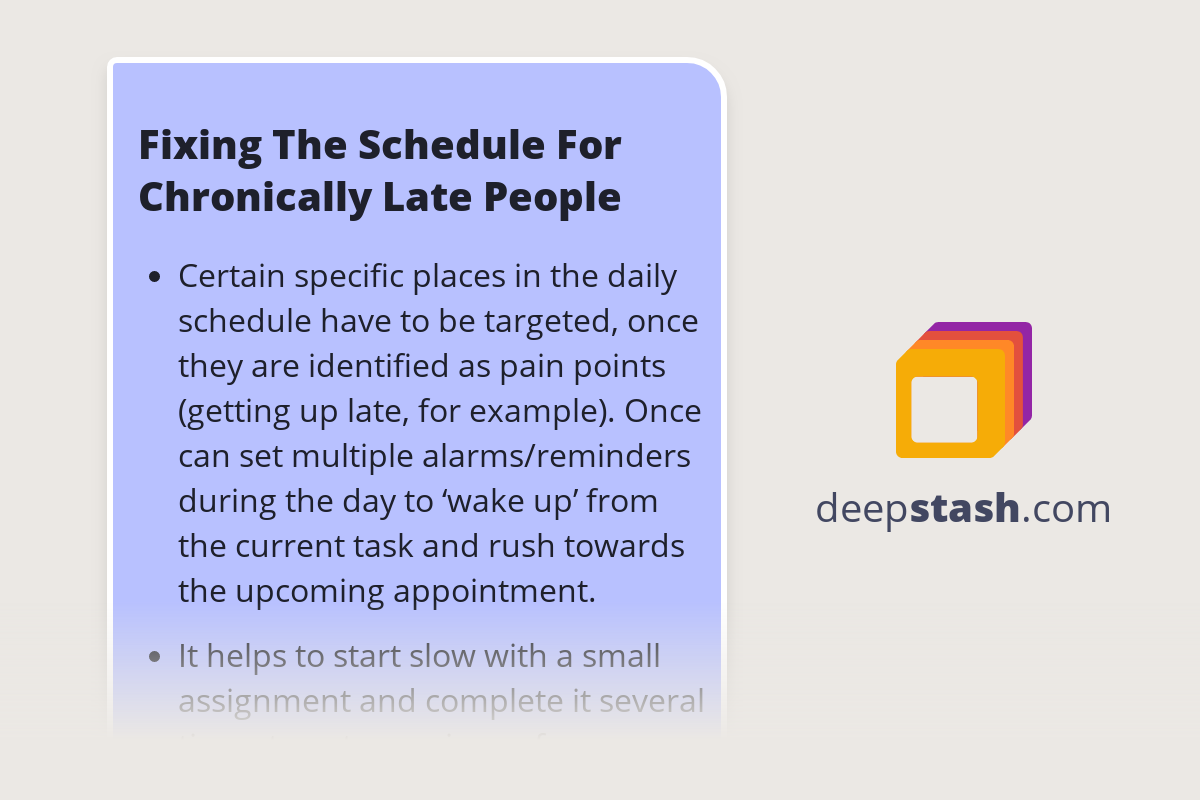 Fixing The Schedule For Chronically Late People - Deepstash