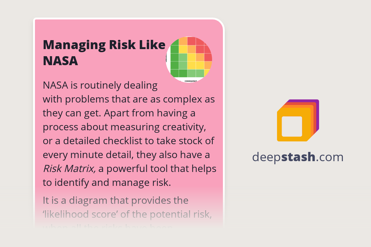 Managing Risk Like NASA - Deepstash