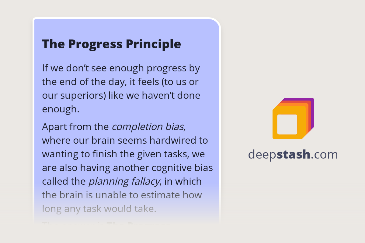 The Progress Principle - Deepstash