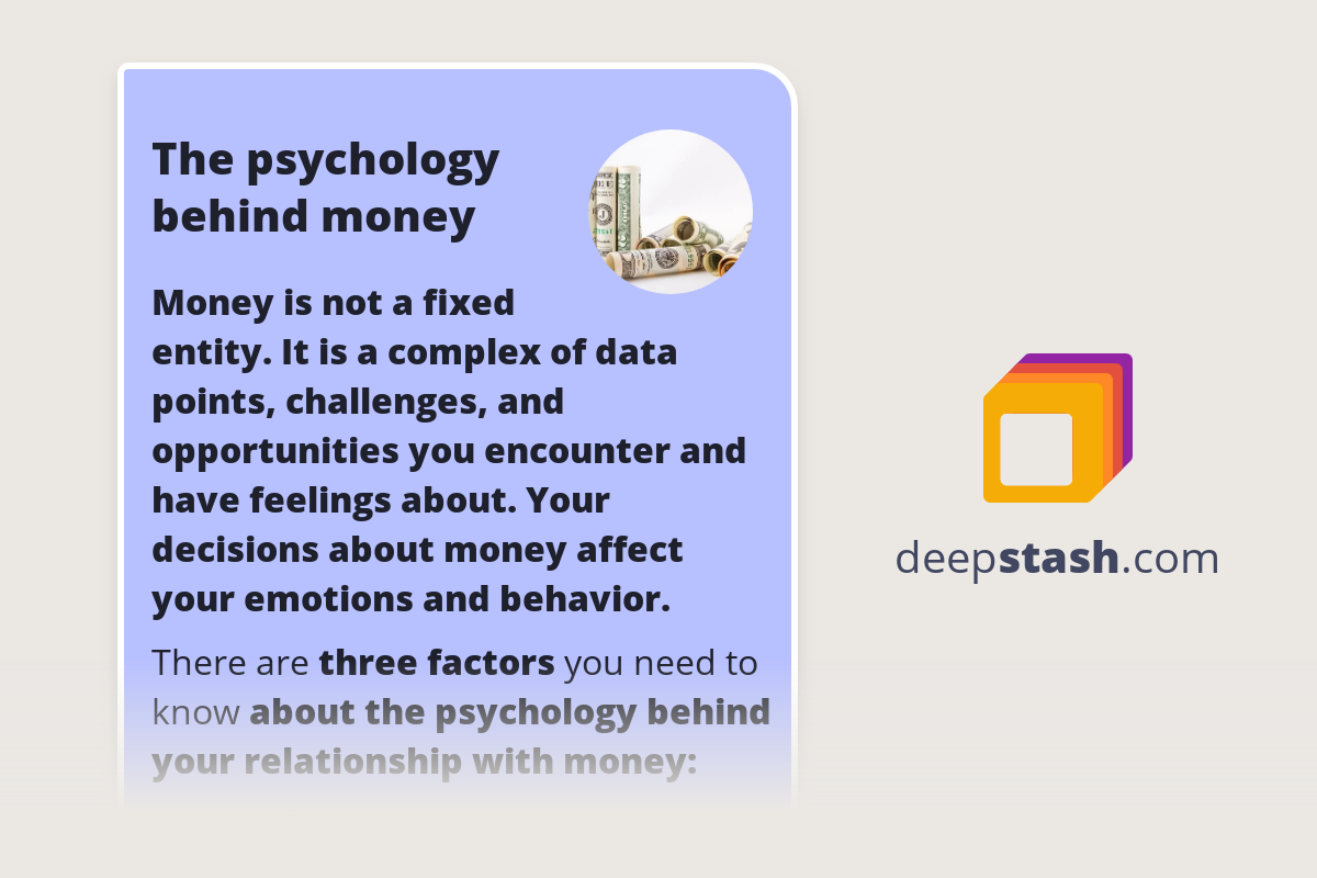 The psychology behind money - Deepstash