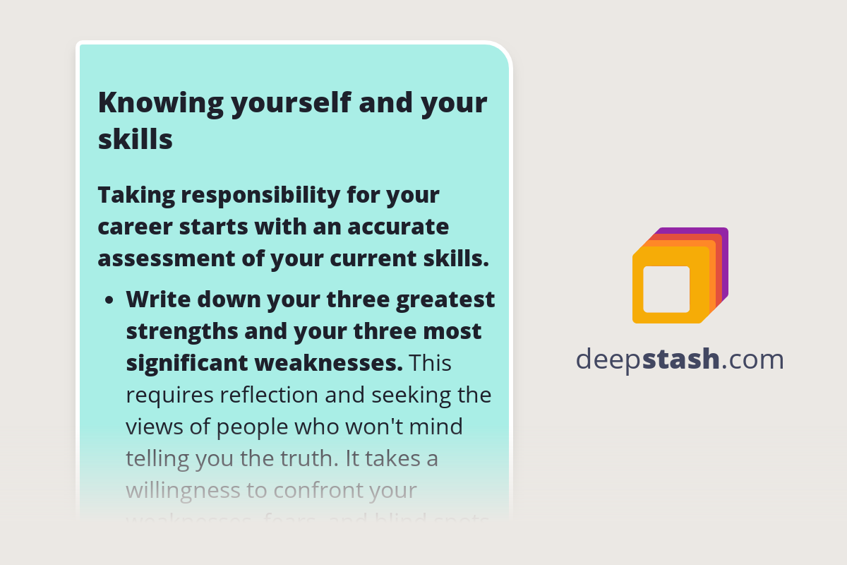 Knowing yourself and your skills - Deepstash