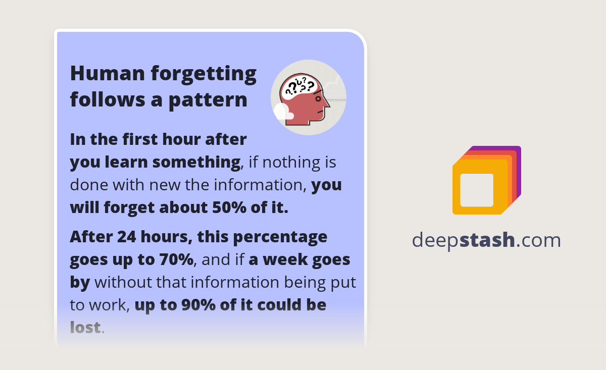 Human forgetting follows a pattern - Deepstash