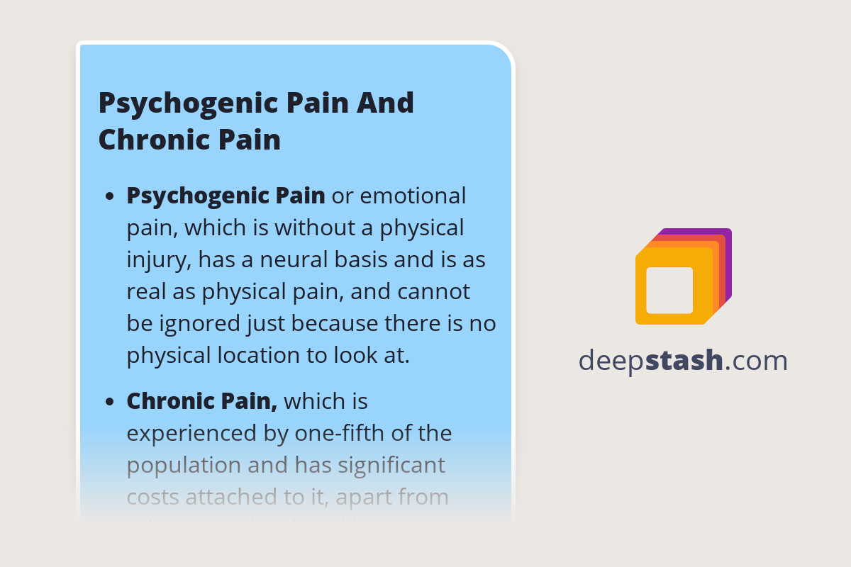 Psychogenic Pain And Chronic Pain - Deepstash