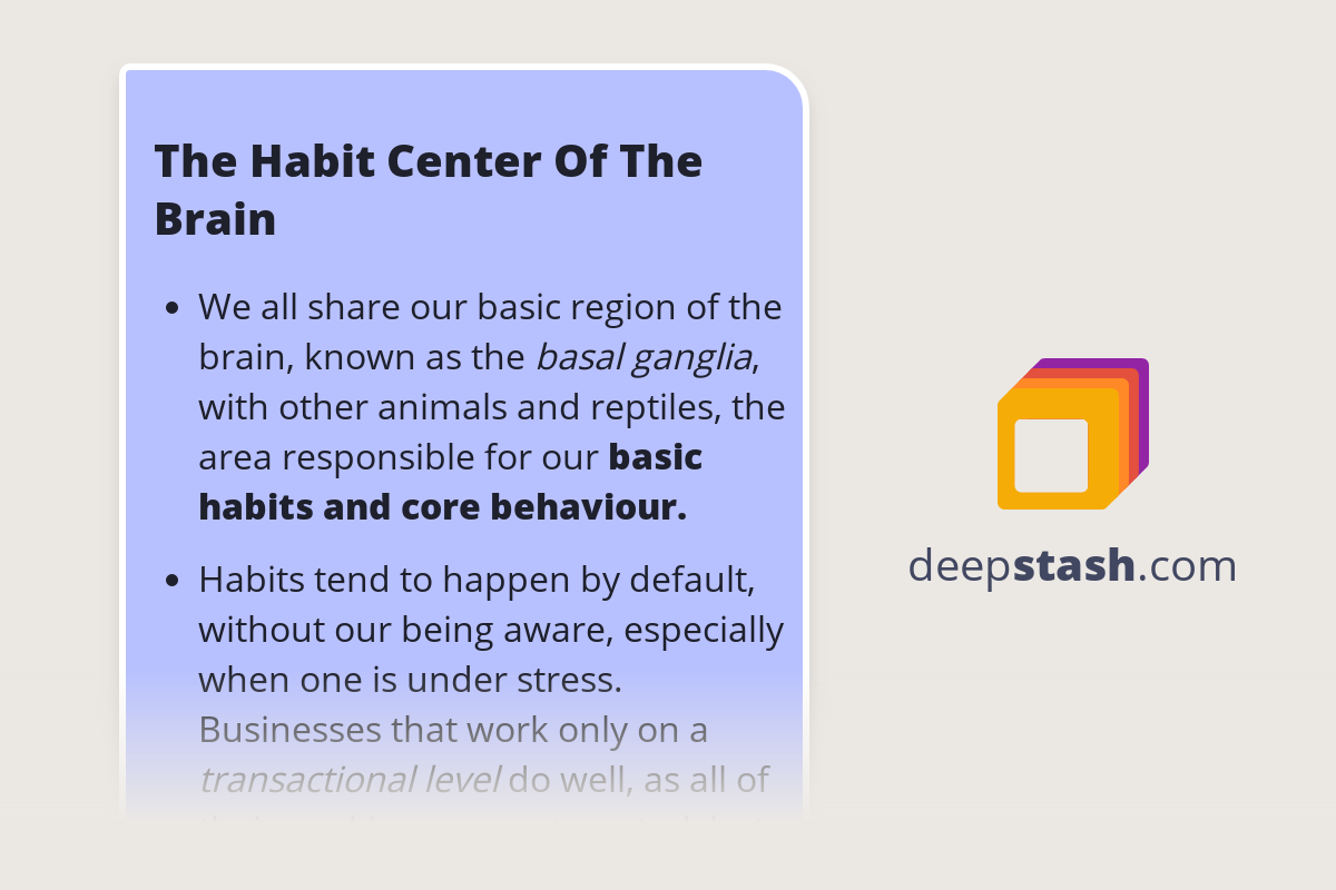 The Habit Center Of The Brain - Deepstash