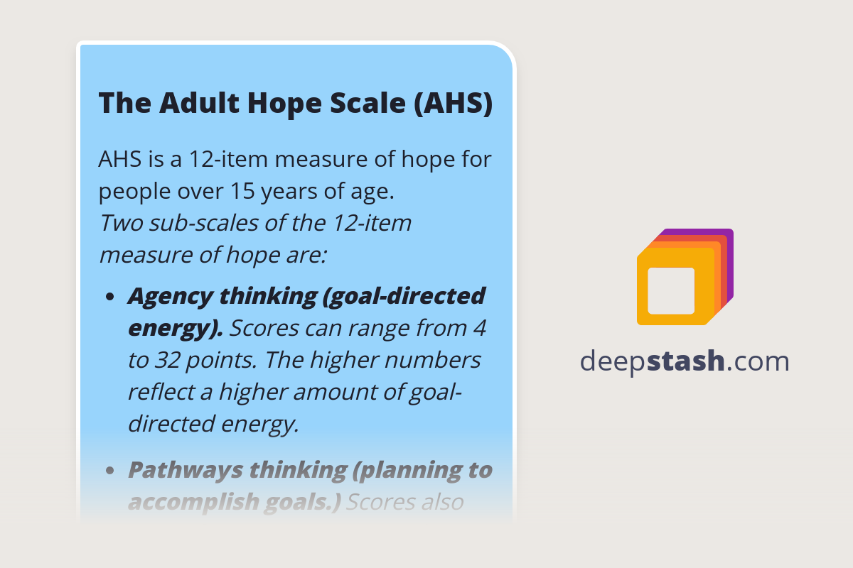 The Adult Hope Scale (AHS) - Deepstash