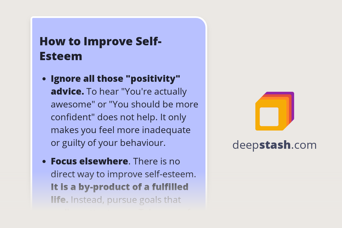 How to Improve Self-Esteem - Deepstash
