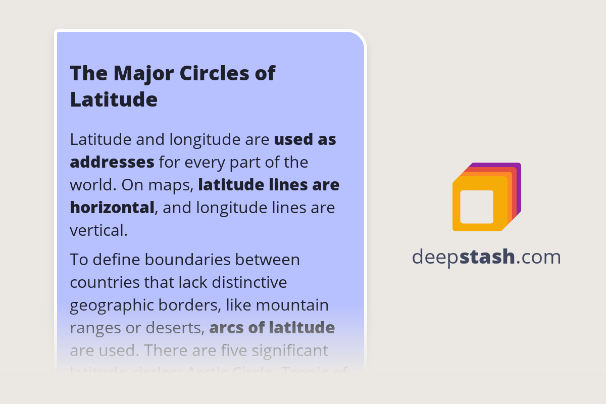 The Major Circles of Latitude - Deepstash
