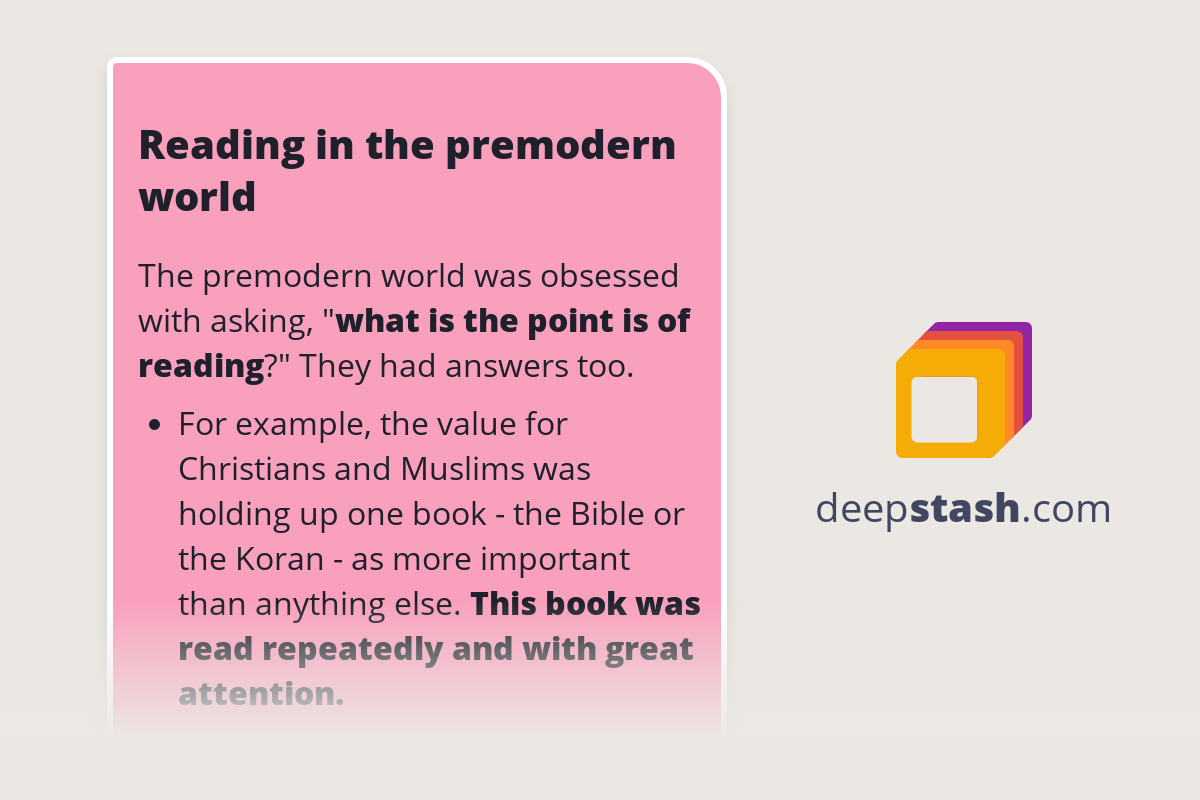 Reading in the premodern world - Deepstash