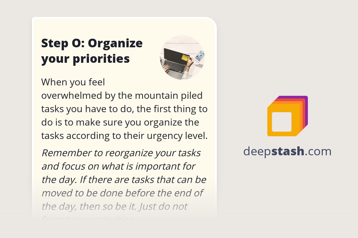 Step O: Organize your priorities - Deepstash