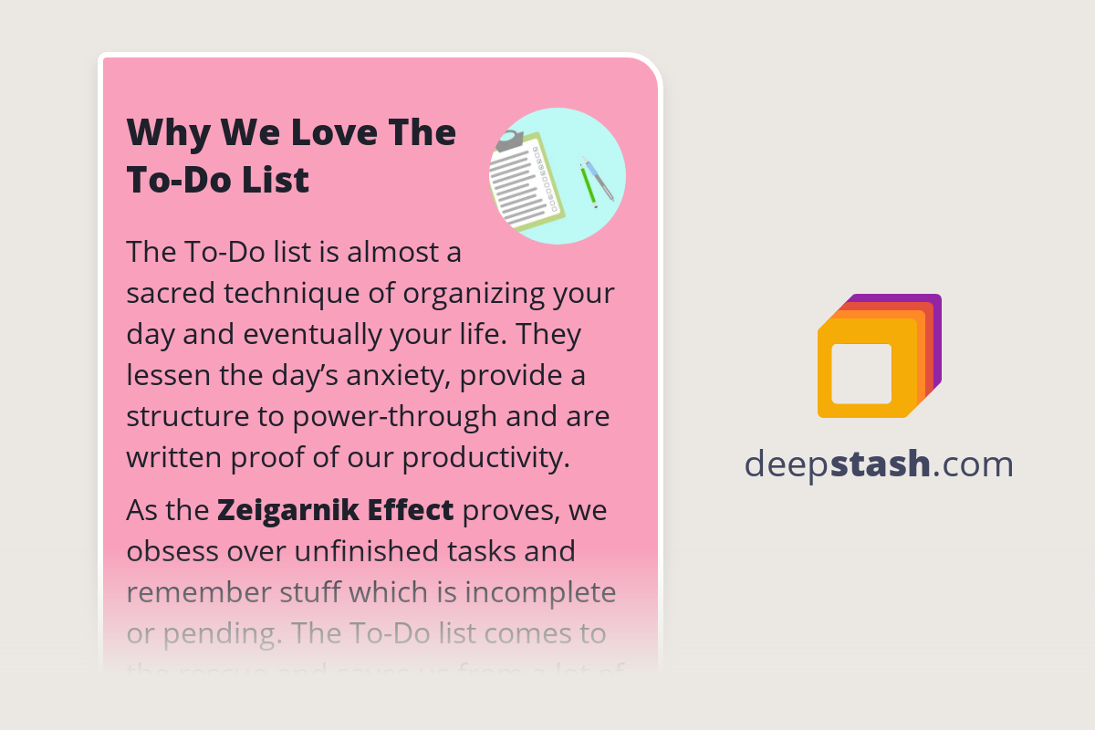 Why We Love The To-Do List - Deepstash