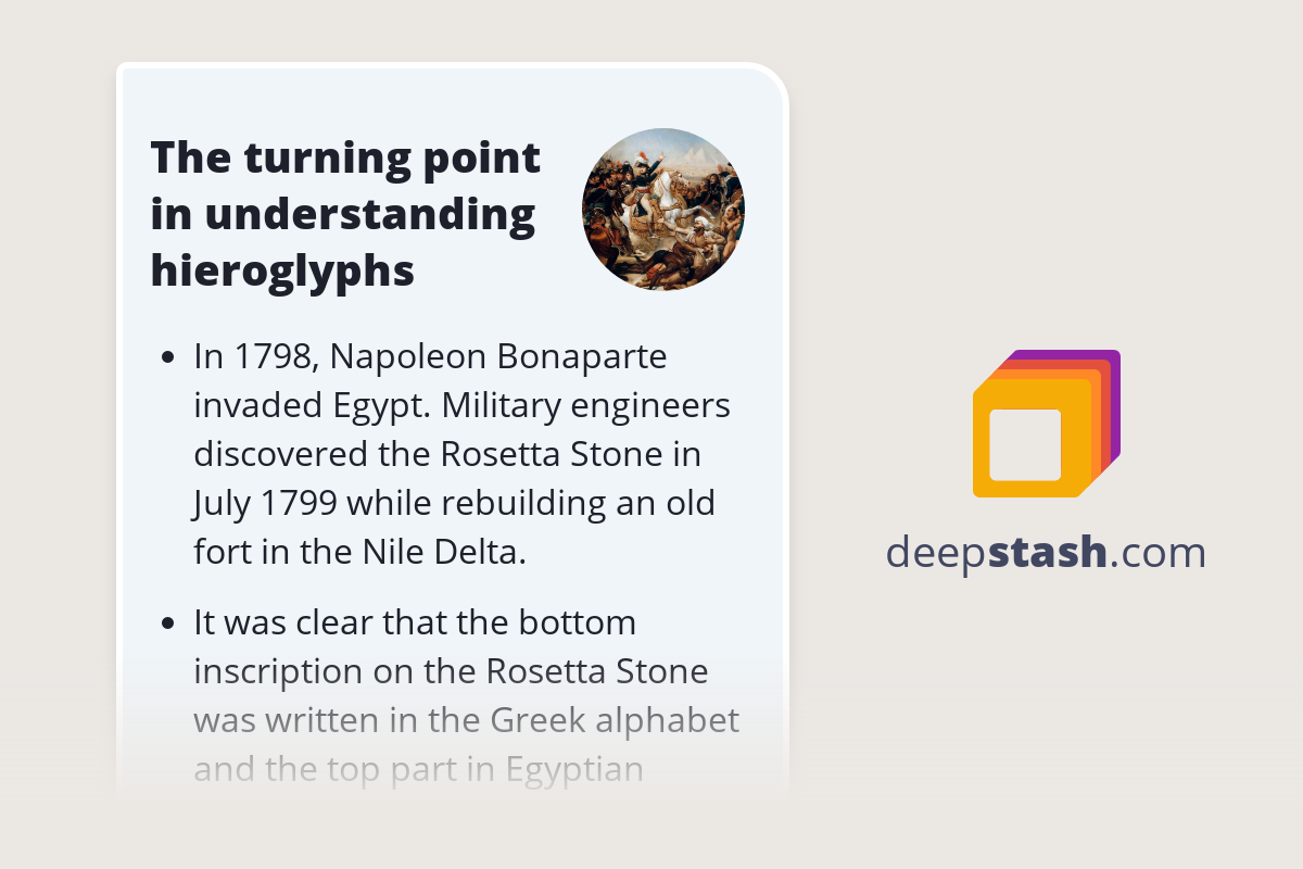 The turning point in understanding hieroglyphs - Deepstash